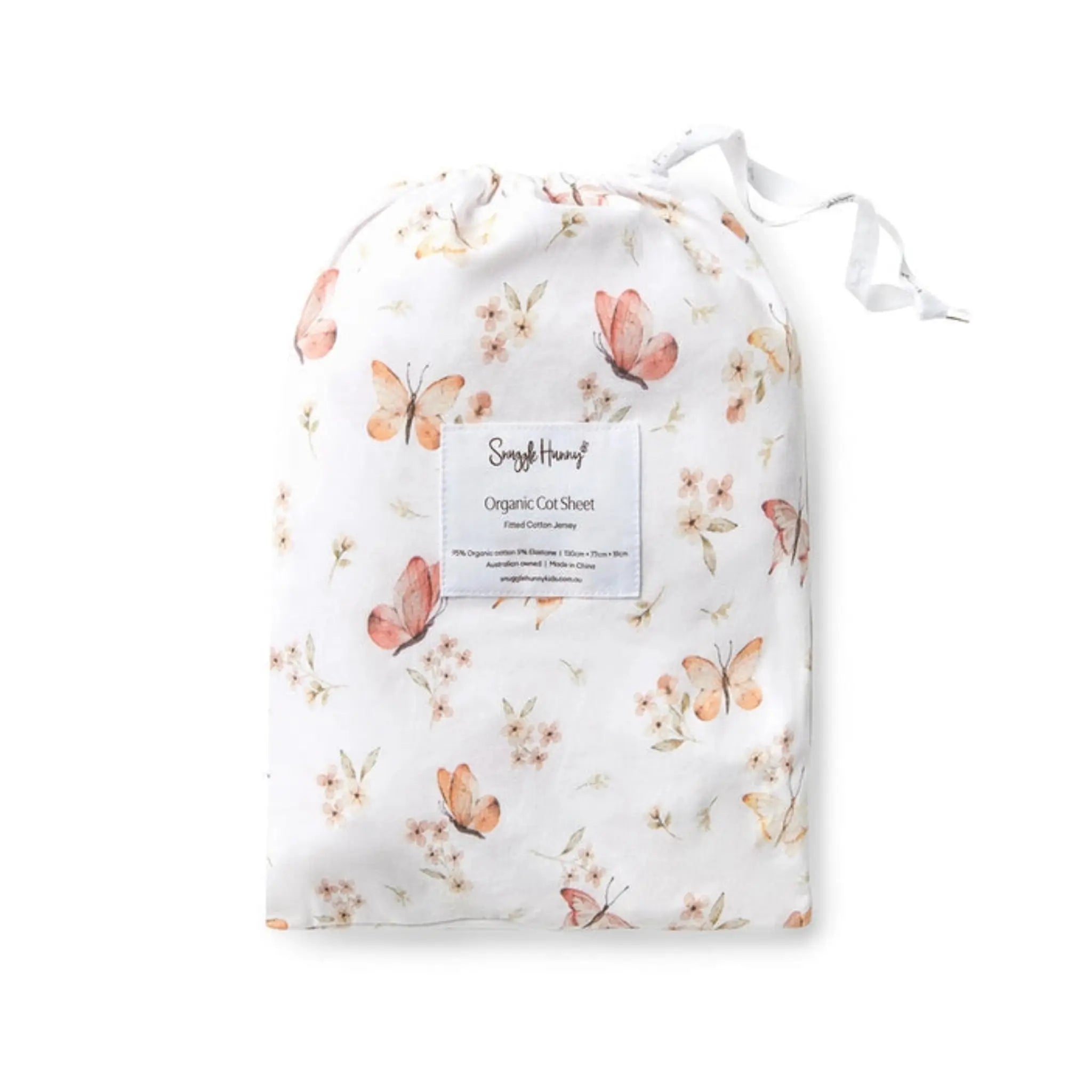 Butterfly Fitted Cot Sheet | Organic Cotton Cot Sheet