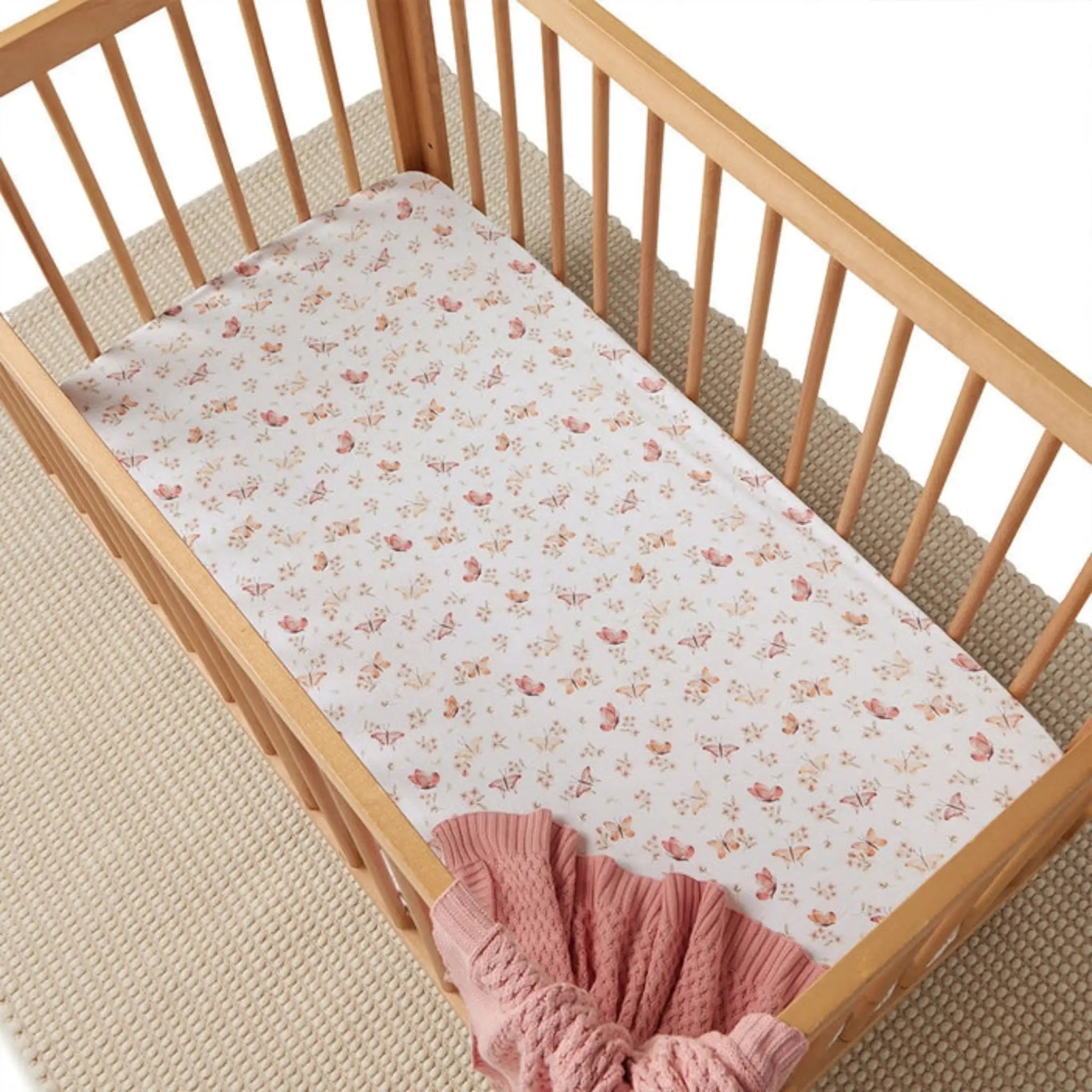 Butterfly Fitted Cot Sheet | Organic Cotton Cot Sheet